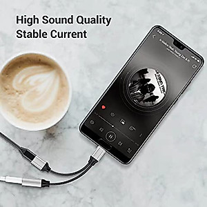 USB C to 3.5mm Headphone and Charger Adapter, 2 in 1 USB C Splitter to Audio Jack & Fast Charging Dongle Cable, Compatible with Samsung Galaxy S20 S21+, Note 20 10, Google Pixel 2 3 4 XL…