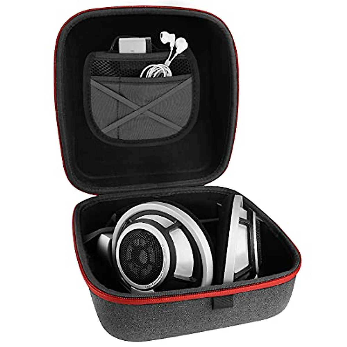 Geekria Shield Case for Large-Sized Over-Ear Headphones, Replacement Hard Shell Travel Carrying Bag with Cable Storage, Compatible with Beyerdynamic DT1990Pro, DT1770Pro Headsets (Dark Grey)