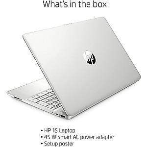 2021 Full HD Laptop, AMD Ryzen 5-5500u Processor, 8GB DDR4 RAM, 256GB SSD, Bluetooth, Wi-Fi, HDMI, Windows 10, W/ MD Accessories, Silver, 15-15.99 inches (HP 15 laptop)