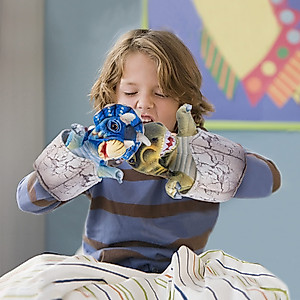 My OLi 9.5”Plush Dinosaur Hand Puppet Bundle 3 Pack of Stuffed Dinosaur with Egg for Creative Role Play Gift for Kids Toddlers Birthday Party Favor Supplies,Imaginative Play