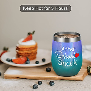 CozyHome Teacher Appreciation Gifts, After School Snack Stainless Steel Insulated Wine Tumbler, Teacher Gifts for Women, Retirement Gift Teacher Christmas Gifts for Teacher from Student, 12oz Gradient