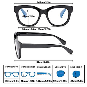 ZXYOO 3 Pack Oversized Blue Light Blocking Reading Glasses for Women, Retro Style Readers with Spring Hinge +1.00