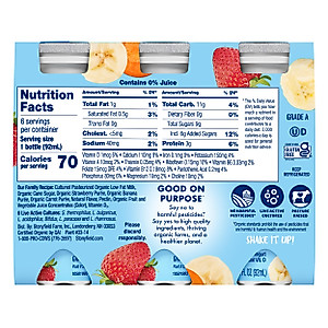 Stonyfield Organic Lowfat Yogurt Smoothies, Strawberry Banana, 3.1 oz., 6 Ct
