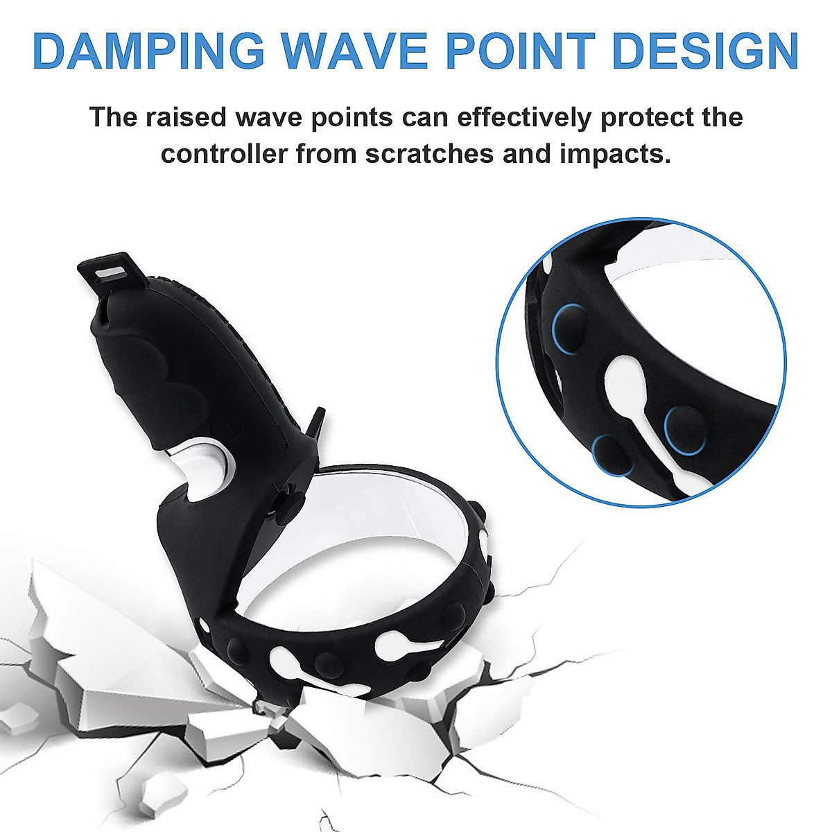 Mcbazel 1 Pair Controller Grip Cover for Oculus Quest 2, Anti-Slip and Anti-Fall Silicone Grip Protective Cover Case with Hand Strap for Oculus Quest 2 Controller - Black