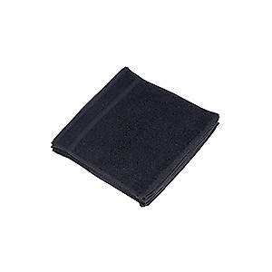 Linteum Textile 12 Piece Face Towel Set, 12x12 Inch, 100% Soft Cotton 16 Single Ring Spun Washcloths Absorbent Durable Face Towel (Black)
