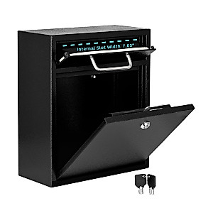 AdirOffice Wall Mount Mailbox - Mailbox with Lock and Keys- Durable Wall Mounted Locking Mailbox and Cash Drop Box for House, Apartments and Bussiness After Hours Deposits