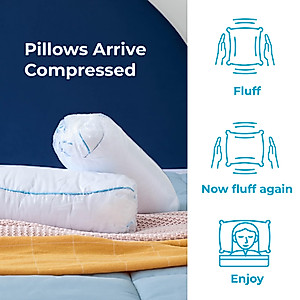 LINENSPA Two Pack Shredded Gel Memory Foam Pillow – Cooling Bed Pillow – Side, Stomach, and Back Sleepers – Pack of 2 – King