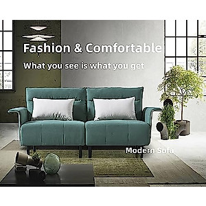 EMKK 71.6" L Loveseat, Mid Century Modern Love Seats Furniture, Adjustable Sofa-Bed Sleeper, Button Tufted Upholstered, Accent Recliner with 2 Couch Pillows for Living Room Home Bedroom, Brown