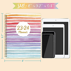 2023-2024 Planner - Academic Planner 2023-2024, 8" x 10", Jul. 2023 - Jun. 2024, Weekly Monthly Planner with Marked Tabs + Thick Paper + Contacts + Calendar + Holidays + Twin-Wire Binding - Rainbow