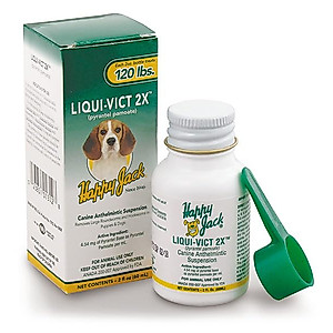 Happy Jack Liqui-Vict 2X Liquid Dog Dewormer for Large, Medium & Small Breeds (2 oz), Wormer Removes 2 Types of Roundworms & 2 Types of Hookworms, for Puppies to Seniors to Lactating Moms