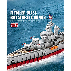 dOvOb Military Fletcher-class Destroyer Model Building Blocks Kit, 1338 Pieces Bricks, STEM Toys for Kits or Adult