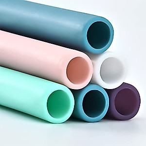 Elyum Set of 10 Reusable Silicone Straws, 10'' Extra Long Silicone Drinking Straws with 1 Carrying Bag and 2 Cleaning Brushes Multicolor BPA Free Bent Smoothie Straw for 30oz and 20oz Tumblers