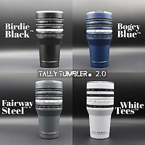 Tally Tumbler Golf Stainless Steel Cup, 30 oz Leak Proof Lid, Double Wall Insulation, Golf Tumbler with Score Keeping Counter used for strokes per hole, Greens in Regulation & Fairways Hit