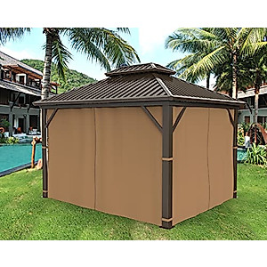Gazebo Privacy Curtains Screen 4-Panels Universal Replacement for Patio, Outdoor Canopy, Garden and Backyard (Only Curtains) (12'x12')