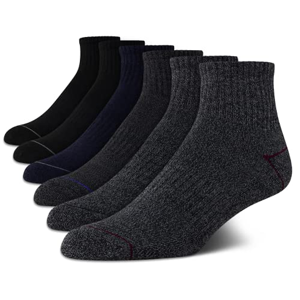Nautica Men's Performance Quarter Socks with Cushioned Comfort (6 Pack), Size 6-12.5, Navy/Gray