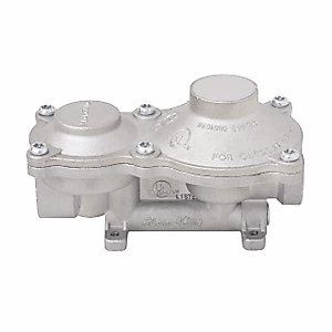 Flame King 160,000 BTU Vertical Mounted 2-Stage Propane LP Regulator for RVs, Vans, Trailers, Campers, 100LB Tanks, ASME Tanks, Generators