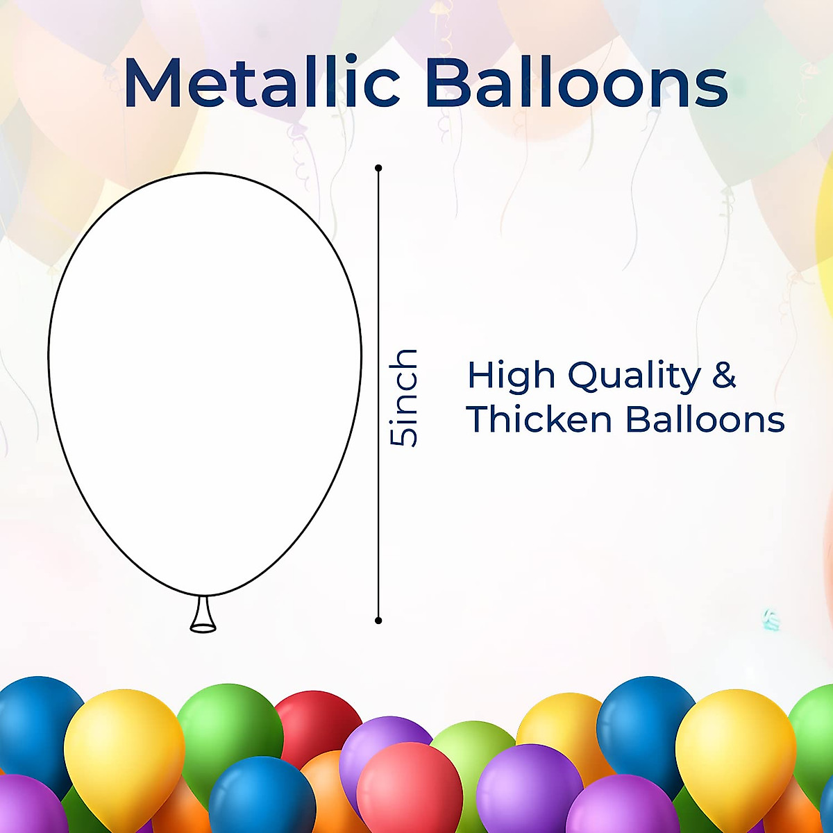 WedDecor Metallic Balloons, 25pcs 5 Inch Shiny Mixed Black & Gold Balloons for Birthday, Baby Shower, Wedding, Little Mermaid Parties, Festivals Carnival Party Decorations