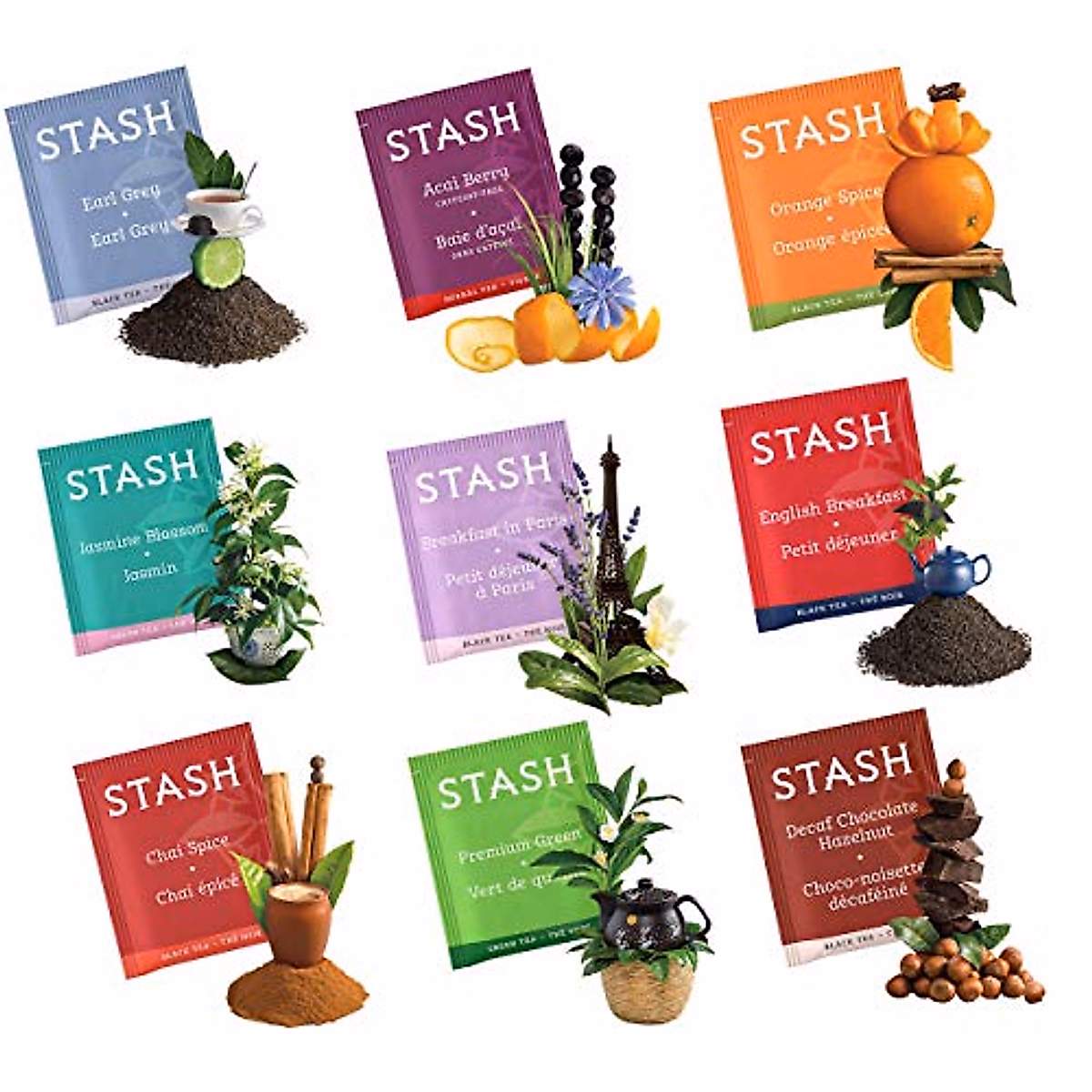 BLUE RIBBON Stash Tea Bags Sampler Assorted Tea Bags in Bamboo Gift Box (80 Count) 30 Flavors Gifts For Women Men Family Friends Coworkers