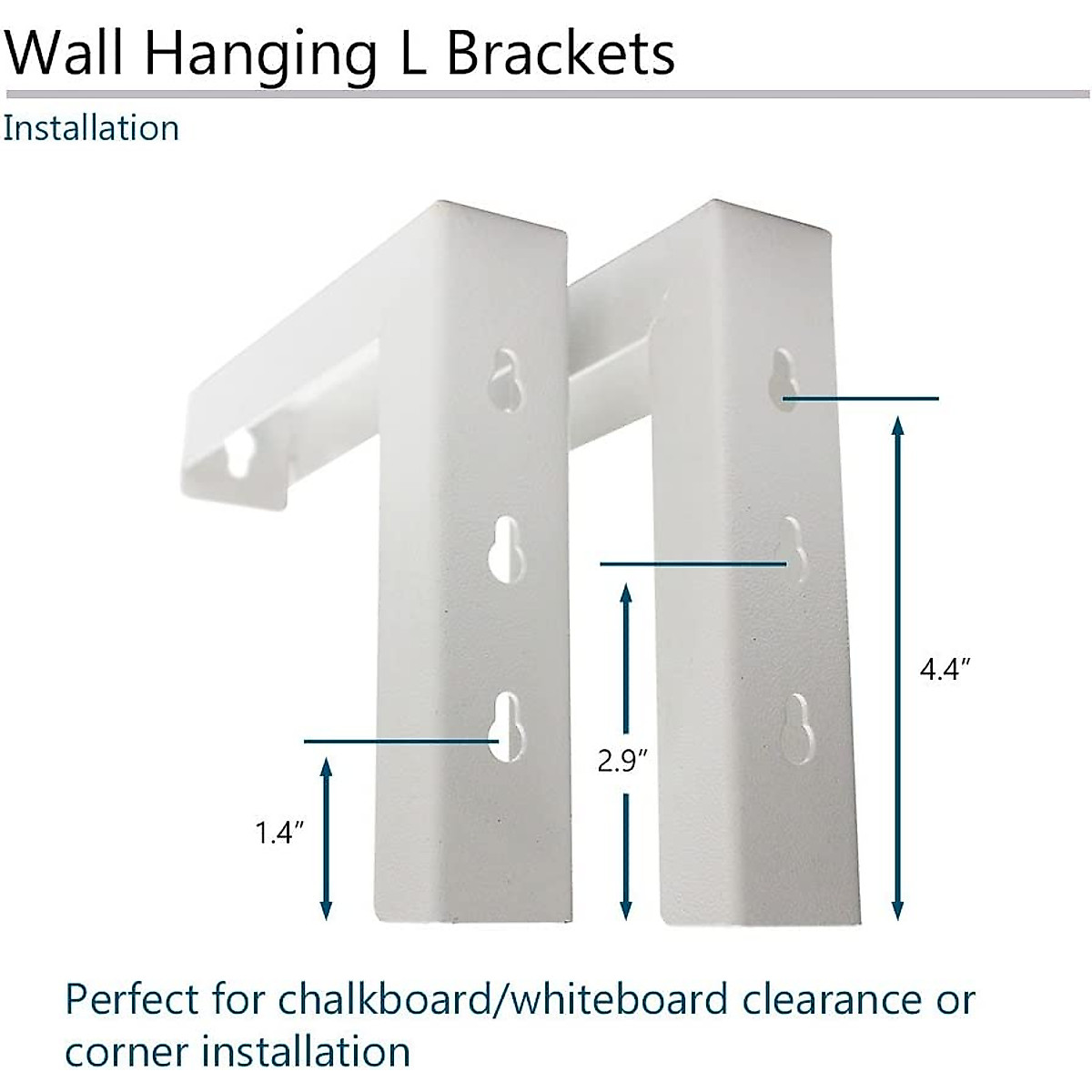 Elite Screens 6" White Projector Screen L-Brackets, Single Metal Welded Construction, Wall or Ceiling Mount - Includes Hooks and Hardware, Model: ZVMAXLB6-W