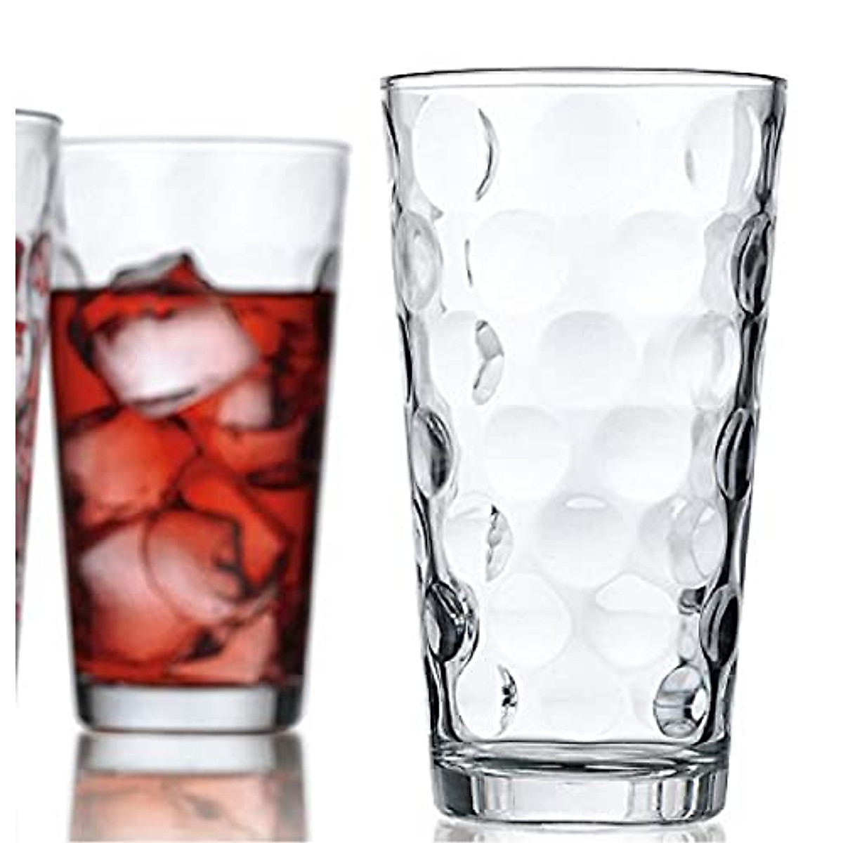 Glaver's Drinking Glasses Set of 4 Highball Glass Cups Bar Glasses for Cocktails, Juice, Water, Iced Tea, and Beverages. Circle Designed - Dishwasher Safe. (Large)