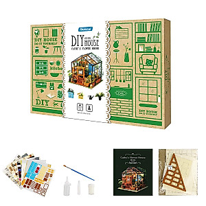 Rolife DIY Miniature House Kit-Mini Diorama 1/18 Greenhouse Model Building Kit with LED, Crafts for Adults Hobby Christmas Birthday Gift for Boys Girls Mom Home Decor (Cathy's Flower House)