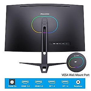 27 Inch Curved Monitor, QHD 2560 x 1440p 165Hz 2K Gaming Computer Monitor, 1ms, 98% sRGB HDR 16:9 Wide Display, 1500R Curved, FreeSync, Eye Care, Built-in Speakers, HDMI DisplayPort,VESA, Adjustable