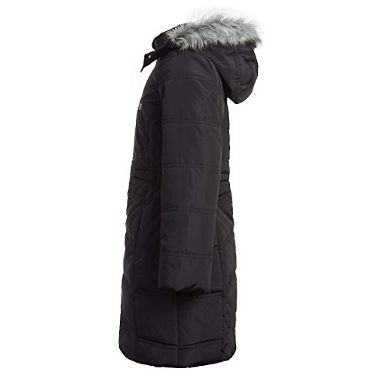 Calvin Klein Girls' Hooded Winter Puffer Jacket, Full-Length Heavy Weight Coat with Fleece Lining, Black Aerial, 4T