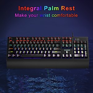 E-YOOSO Mechanical Keyboard, Mechanical Gaming Keyboard with Blue Switches, 104 Keys, Wired Keyboard Mechanical with Rainbow Backlit & RGB LED Side Light, Clicky Keyboard for Windows, Gaming, PC