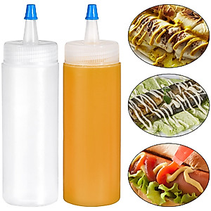 Fasmov Squeeze Bottle, 40 Pack 4-ounce Plastic Condiment Squeeze Squirt Bottles, Plastic Squeeze Bottles with Blue Tip Cap for Ketchup, Sauces, Salad Dressings, Crafts and More