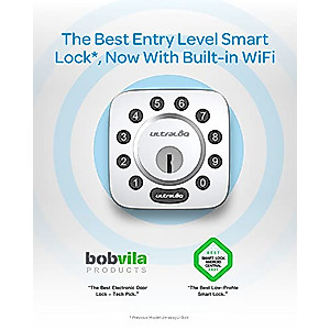 ULTRALOQ U-Bolt WiFi Smart Lock (Satin Nickel) with Door Sensor, 5-in-1 Keyless Entry Door Lock with Built-in WiFi, Bluetooth and Keypad, Smart Lock Front Door, WiFi Deadbolt, ANSI Grade 1 Certified