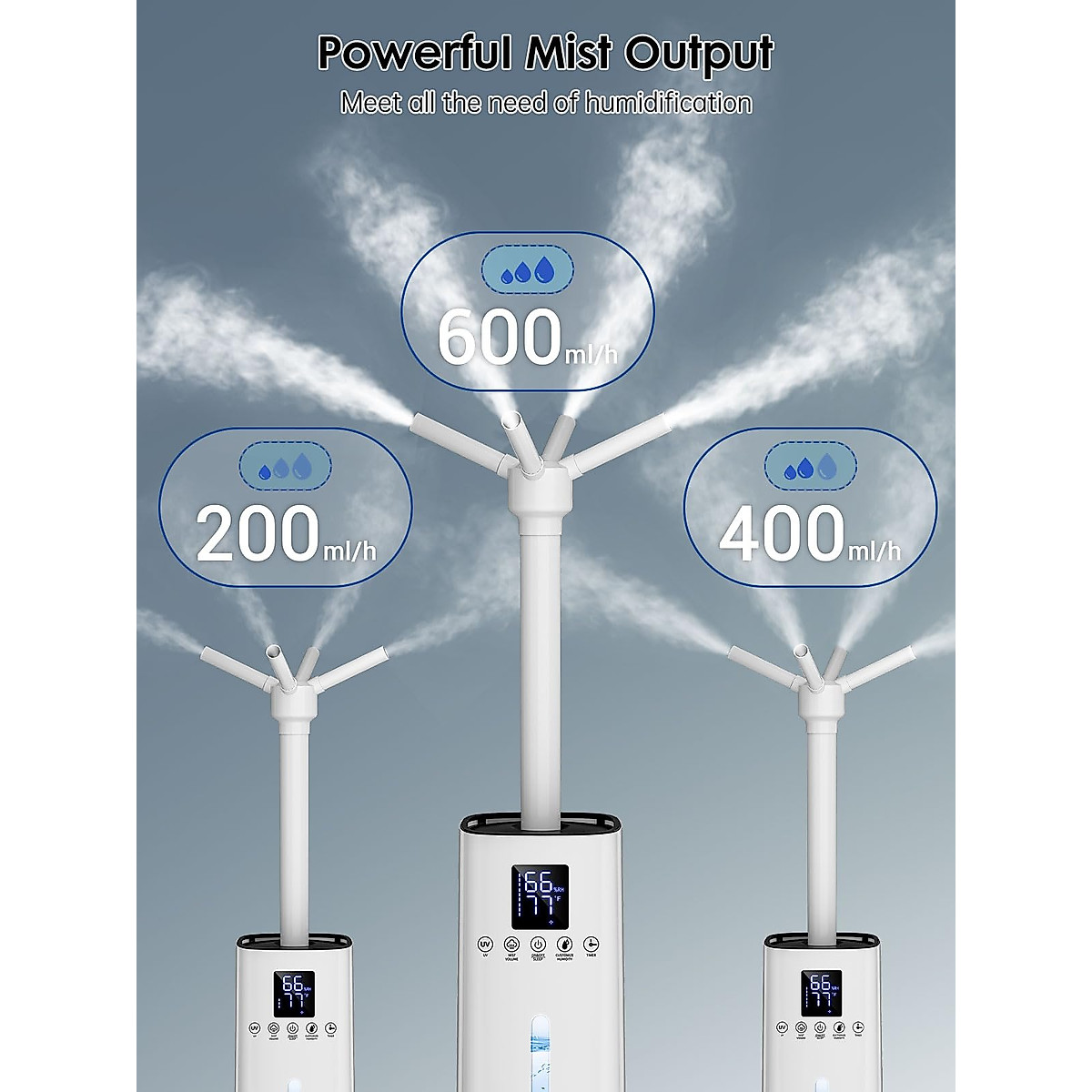 15L/4Gal Humidifier Large Room for 2000ft², Humidifiers for Bedroom Large Room, Air Humidifiers for Home, 600ml/h Misting, 60H Runtime, Essential Oil Box, Easy to Move, Top Fill Design, Auto Shut Off