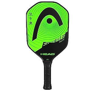 HEAD Extreme Elite Fiberglass Paddle with Honeycomb Polymer Core & Comfort Grip, Green/Black, One Size