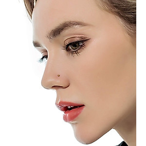 Tornito 20G 38Pcs Stainless Steel L Bone Screw Shaped Nose Studs Nose Rings CZ Hoop Tragus Cartilage Nose Ring Labret Nose Piercing Jewelry for Men Women Rose Gold Tone (G:38Pcs, Gold&Screw)