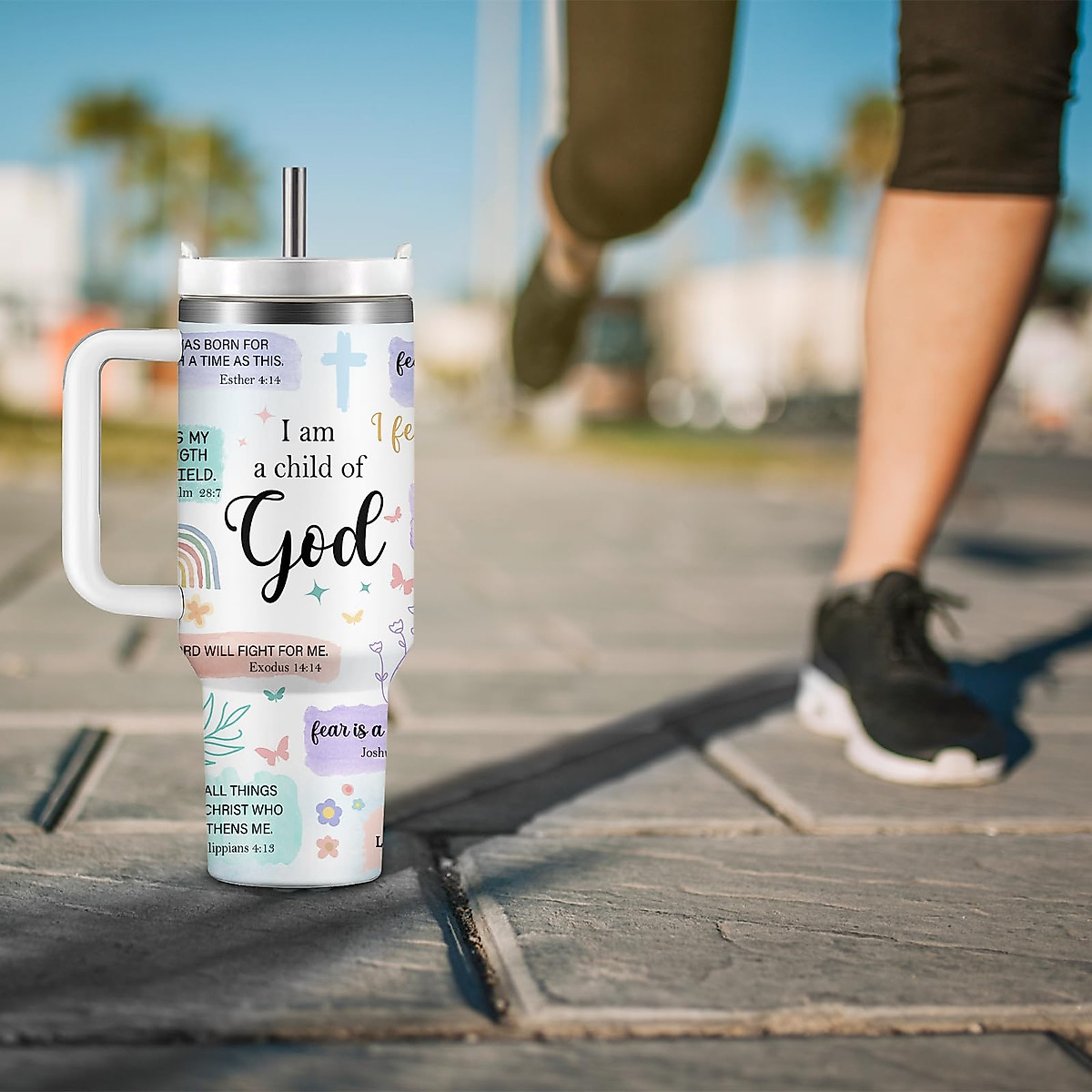 Christian Gifts for Women God Tumbler 40oz Child of God Gifts Coffee Travel Cup - Inspirational Religious Birthday Catholic Spiritual Gift for Sister Friends, Baptism Confirmation Gift for Girls