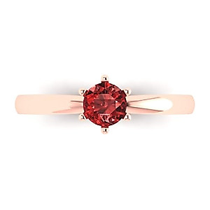 Clara Pucci 0.50 ct Round Cut Solitaire Natural VVS1 Red Garnet Engagement Wedding Bridal Promise Anniversary Ring 18K rose Gold Size 9