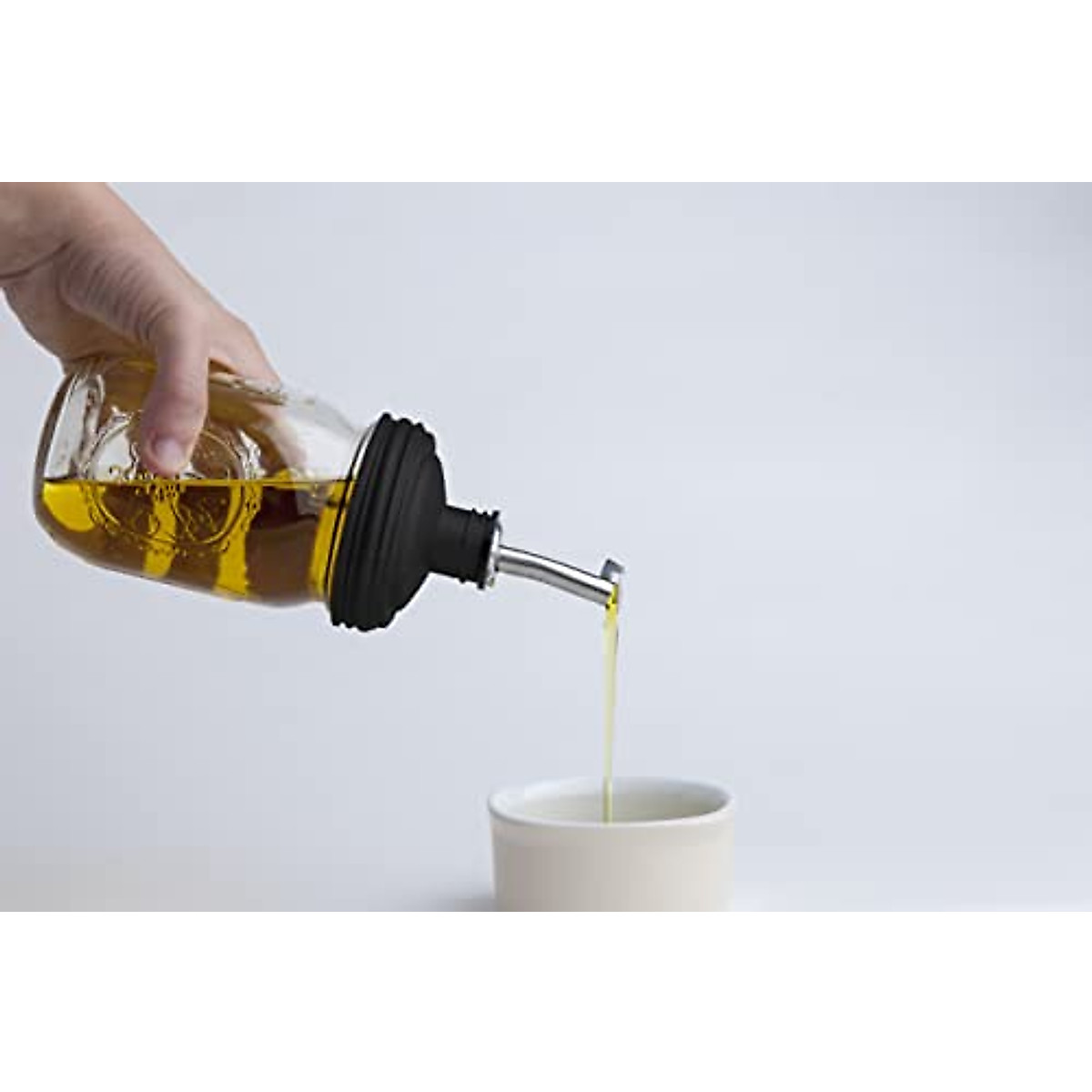 reCAP Mason Jar Pour Spout | Regular Mouth | Made in the USA | Leak-proof | Freezer-proof | Black - 2 Pack