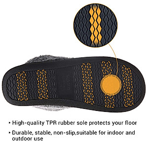 VONMAY Women's Bootie Slippers Suede Moccasin Boots Fuzzy Plush Faux Fur House Shoes Winter Warm Memory Foam Non-slip Indoor Outdoor, Red, Size 11