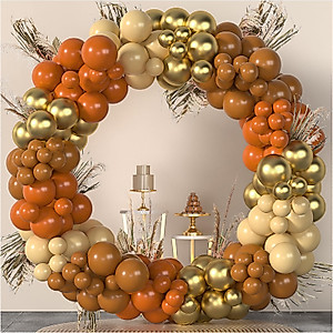 Orange Balloon Arch Brown Orange Black Double Stuffed Metallic Gold Blush Balloons Garland Kit for Fall Baby Shower Thanksgiving Party Decorations