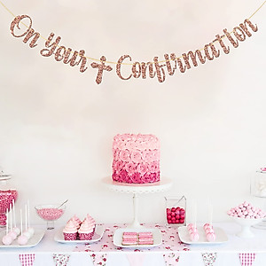 MonMon & Craft On Your Confirmation Banner/Engagement/Bride to Be Banner/Wedding/Bachelorette Party Decorations Supplies/Rose Gold Glitter