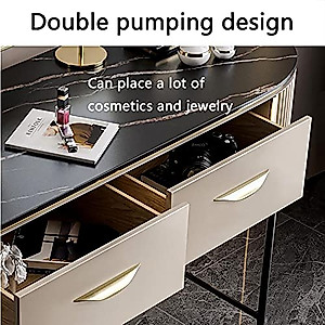 SWTOM Light Luxury Dressing Table, Modern Italian Minimalist Bedroom Makeup Desk, Net Red ins Makeup Table and Chair with LED Mirror