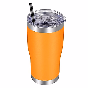 VEGOND 20oz Tumbler Stainless Steel Tumbler Cup with Lid And Straw Vacuum Insulated Double Wall Travel Coffee Mug(orange package 1)