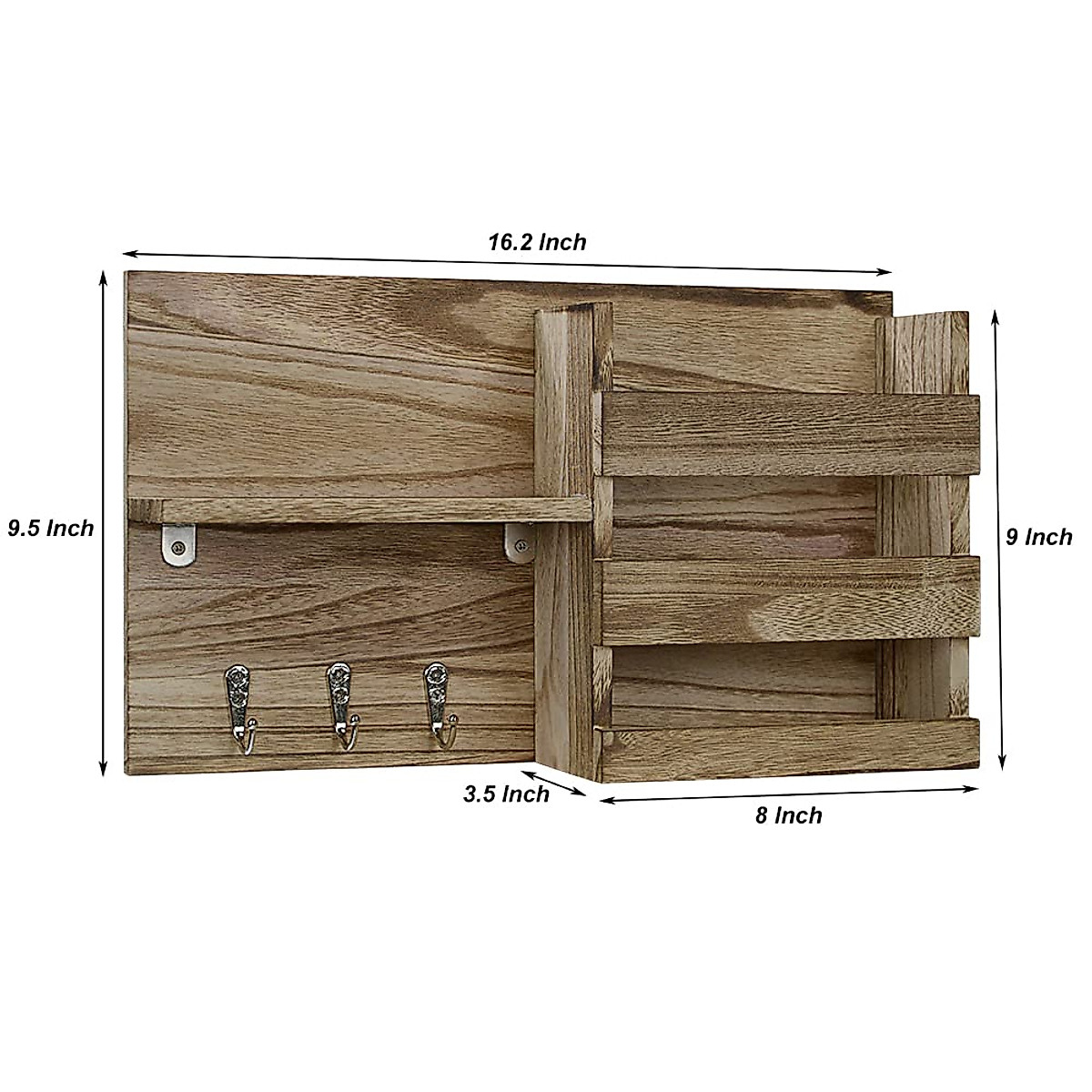 AIBLOM Wall Key Holder with Shelf，Wall Mounted Mail Organizer, Rustic Farmhouse Key Hooks for Wall Decorative, Dog Leash Organizer for Wall/Entryway/Mudroom