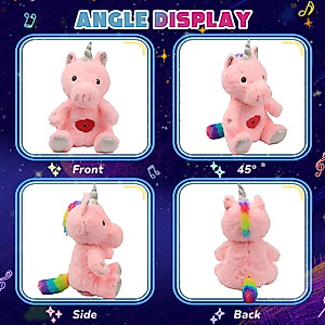 Cuteoy Plush Pink Unicorn Star Projector Musical Adjustable Singing Night Light Stuffed Animals Glowing Plushies Toy Gifts for Kids Birthday Easter Christmas,13''