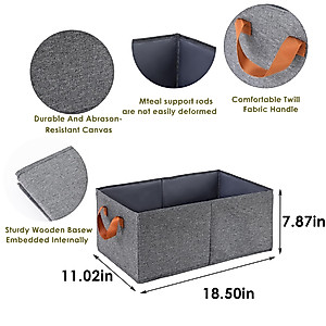 RICHERI Pack of 3 Clothing Storage Bins for Closet with Handles, Foldabl Fabric Foldable Storage Baskets Cloth Box, Fabric Containers Boxes for Organizing Shelves Bedroom, Gray, Large (gray)