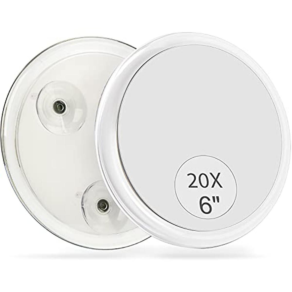 MIYADIVA 20x Magnifying Mirror, Small Magnifying Mirror with Suction Cup, Magnified Mirror, Close Up Mirror for Precise Details of Makeup, Super Magnification, 6" Dia