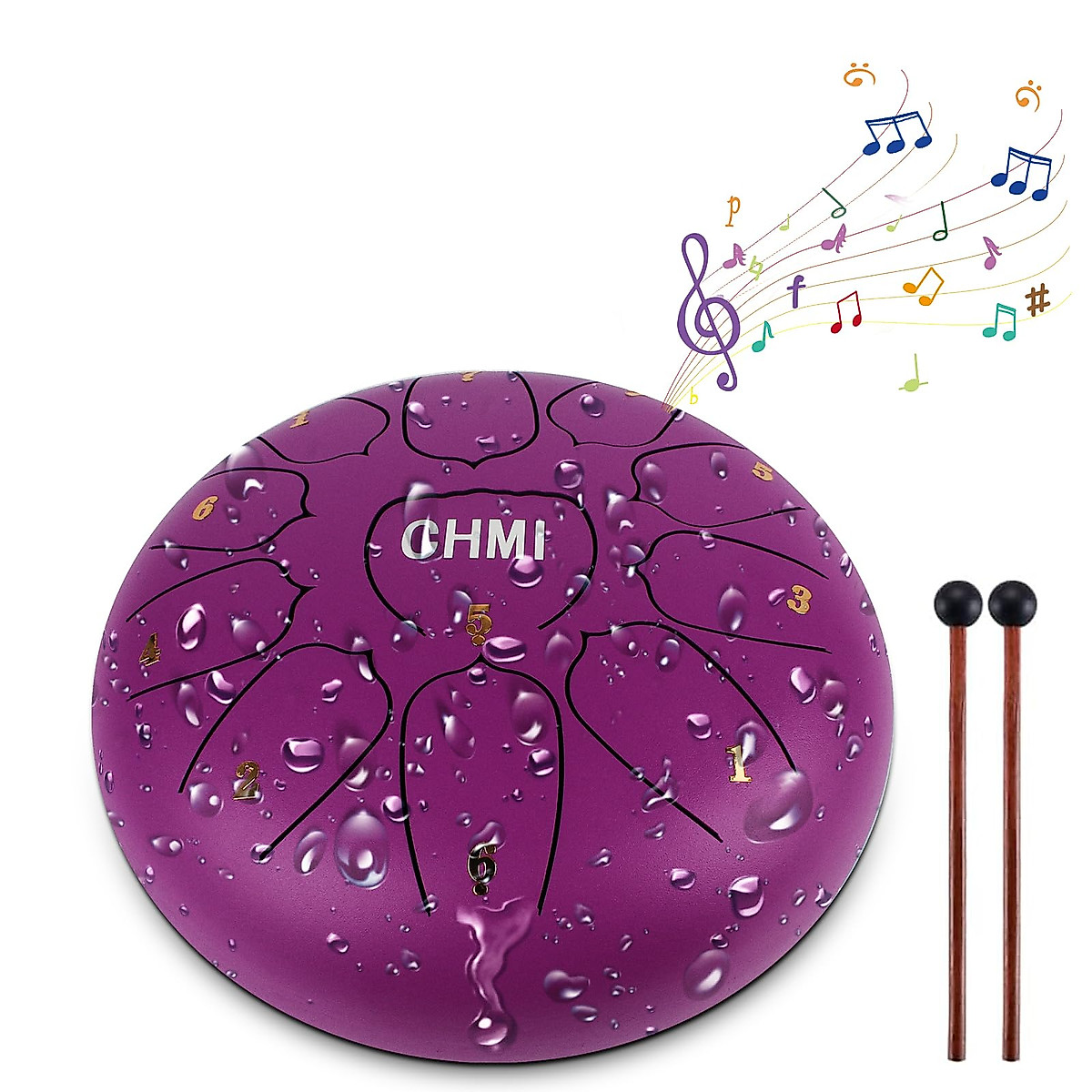 Steel Tongue Drum, 11 Notes 10 inches Rain Drum for Garden Instrument with Bag, Music Book, Mallets, Finger Picks, Drum Mallets Holder, for Camping, Meditation or Yoga (Blue)