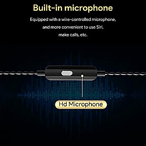 PALOVUE 3.5mm Audio Replacement Earbuds Cable Upgraded with CTIA, MMCX Earphone Cable with Mic, 180 Core 7N Tinsel Silver Copper Extension Wire Cable with Android/iOS