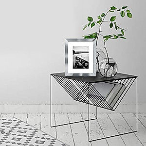 Americanflat 8x10 Picture Frame in Silver - Displays 5x7 with Mat and 8x10 Frame Without Mat - Composite Wood with Polished Glass - Horizontal and Vertical Formats for Wall and Tabletop