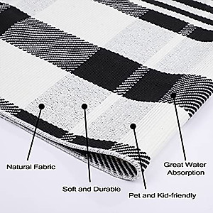 KaHouen Buffalo Check Rug, Buffalo Plaid Rug (23.6"x51.2"), Checkered Plaid Rugs, Black White Outdoor Rug for Layered Door Mats Kitchen/Living Room/Bedroom/Dinning Room(2'x4')