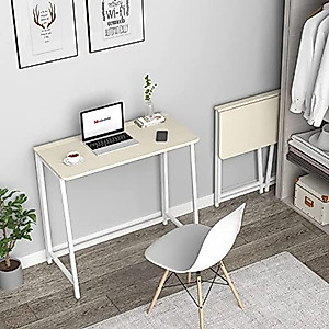 WOHOMO Folding Desk, Small Foldable Desk 31.5" for Small Spaces, Space Saving Computer Table Writing Workstation for Home Office, Easy Assembly, Oak